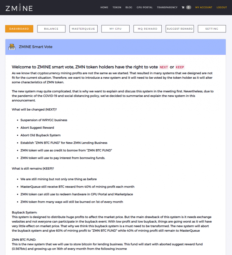 How to vote for "ZMINE Next System" on website zmine.com - ZMINE BLOG