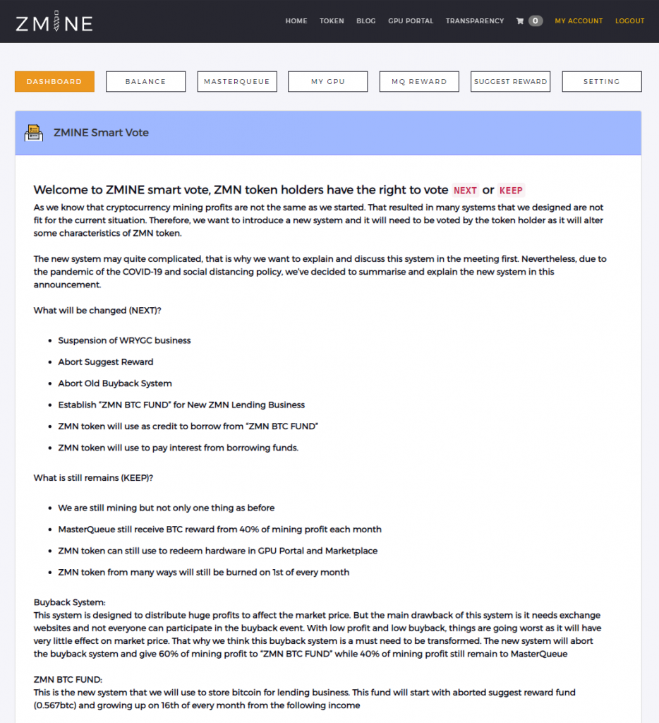 How to vote for "ZMINE Next System" on website zmine.com - ZMINE BLOG